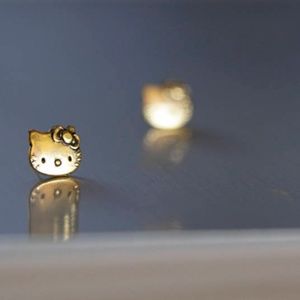 Handmade | Jewelry | Hello Kitty Stud Earrings Bronze Metal Handmade ...